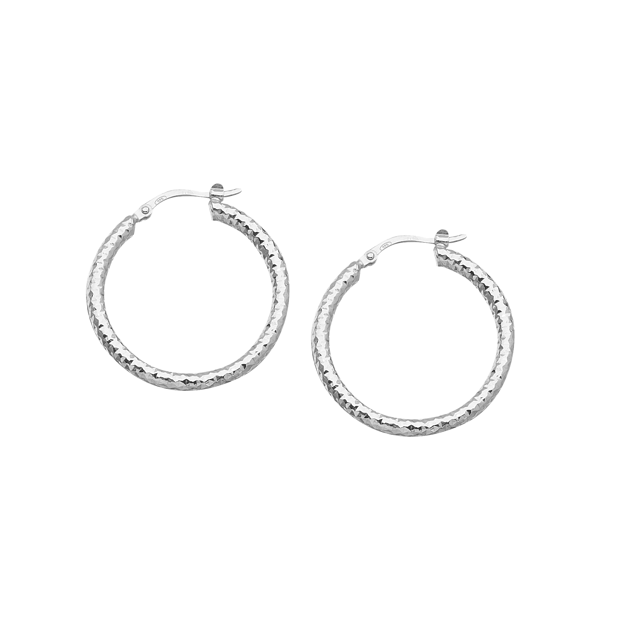 Small Diamond Cut Hoop Earrings - 001-645-06043